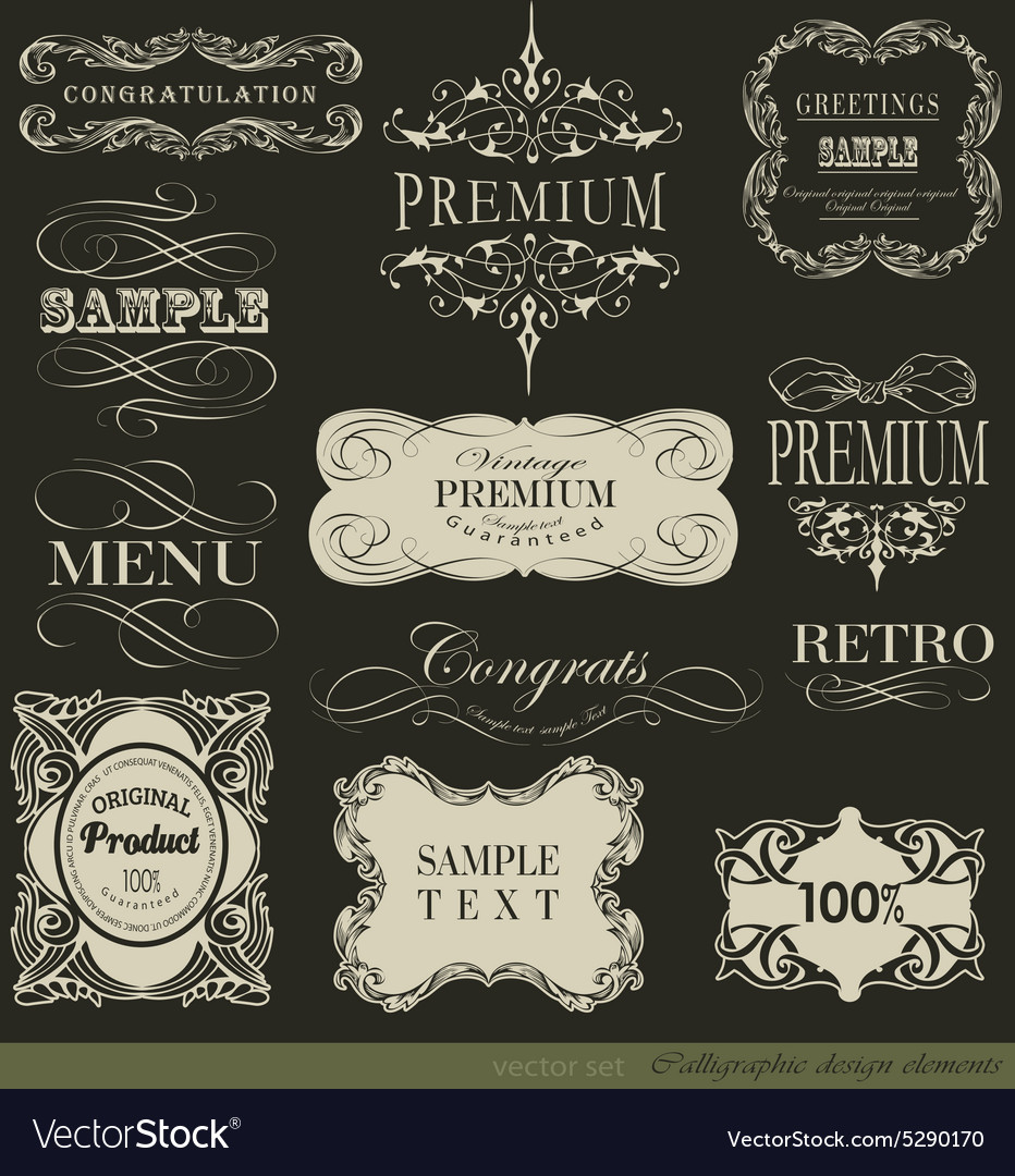 Calligraphic design elements Royalty Free Vector Image
