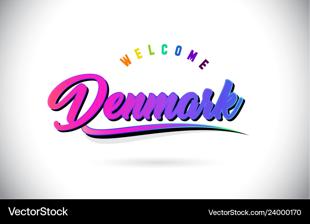 Denmark welcome to word text with creative purple Vector Image