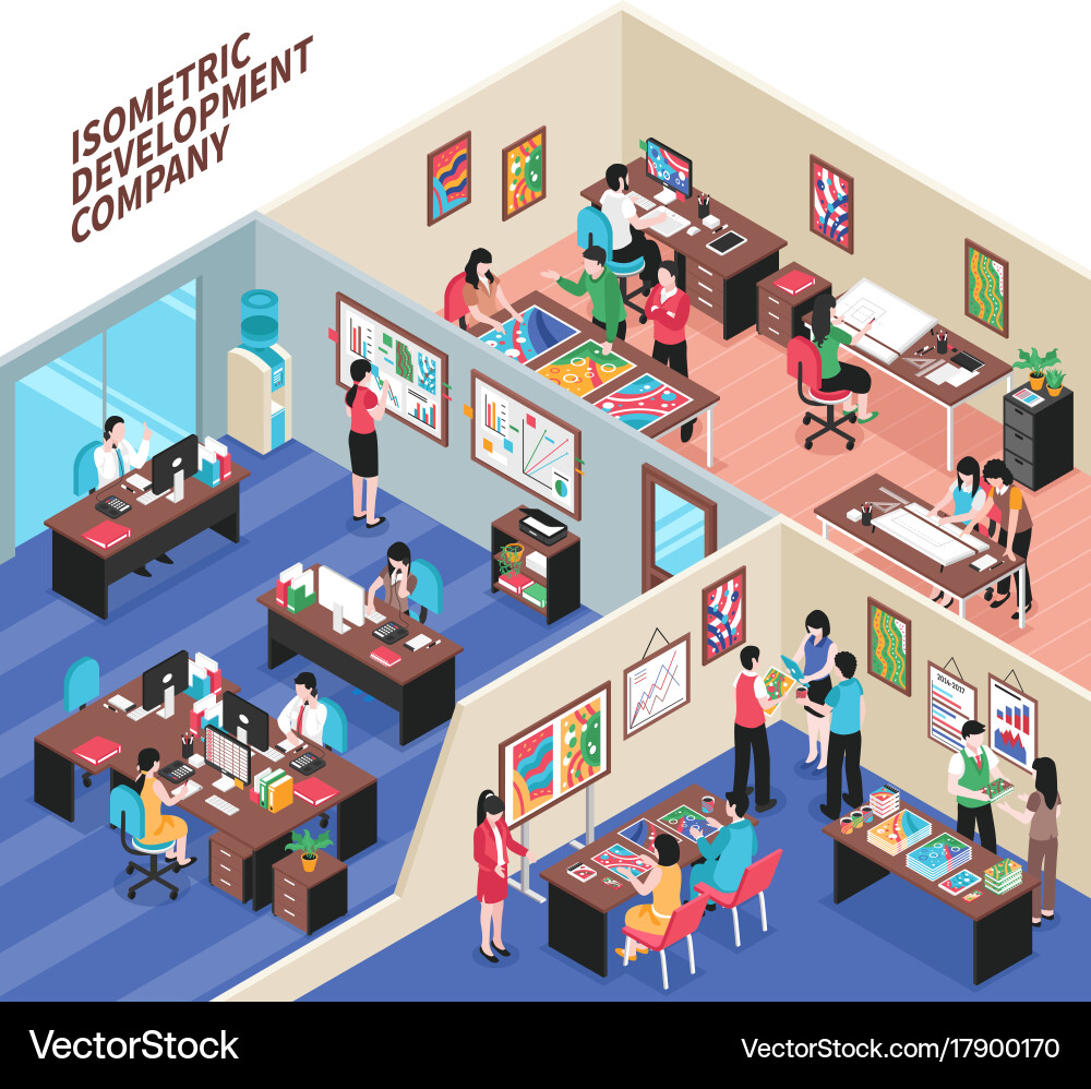 Development company isometric Royalty Free Vector Image