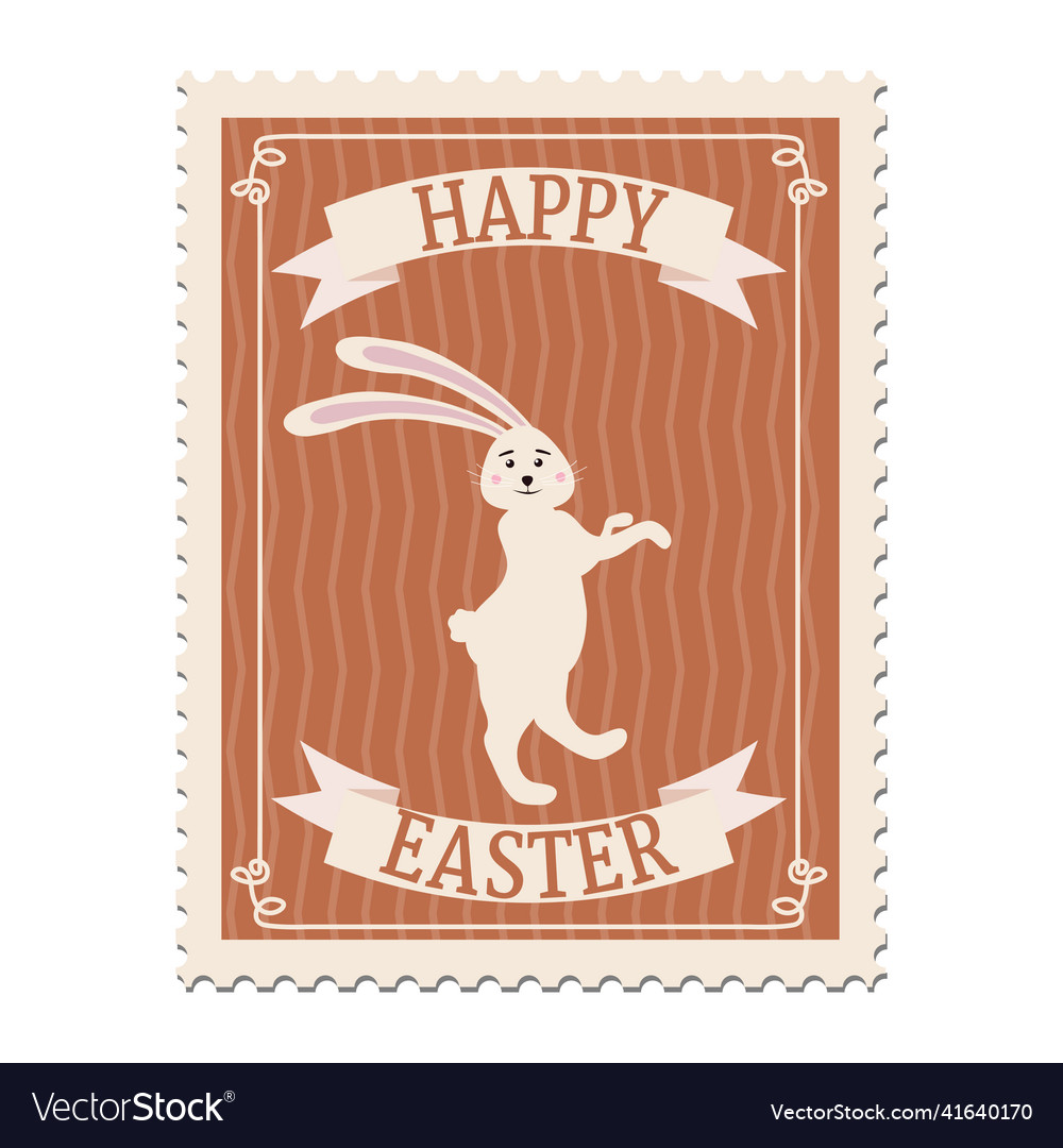 Easter postal stamp bunny retro graphic vintage Vector Image