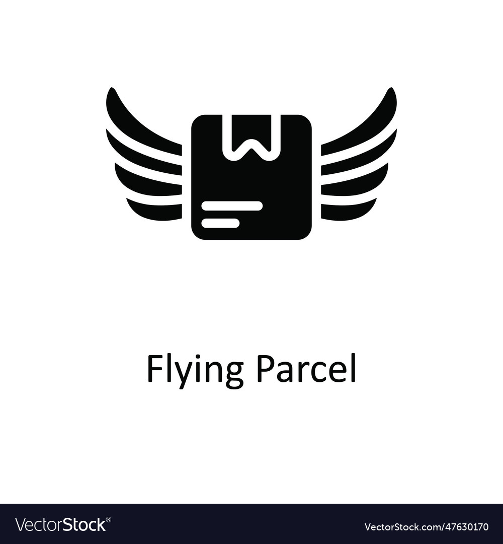 Flying parcel solid icon design Royalty Free Vector Image