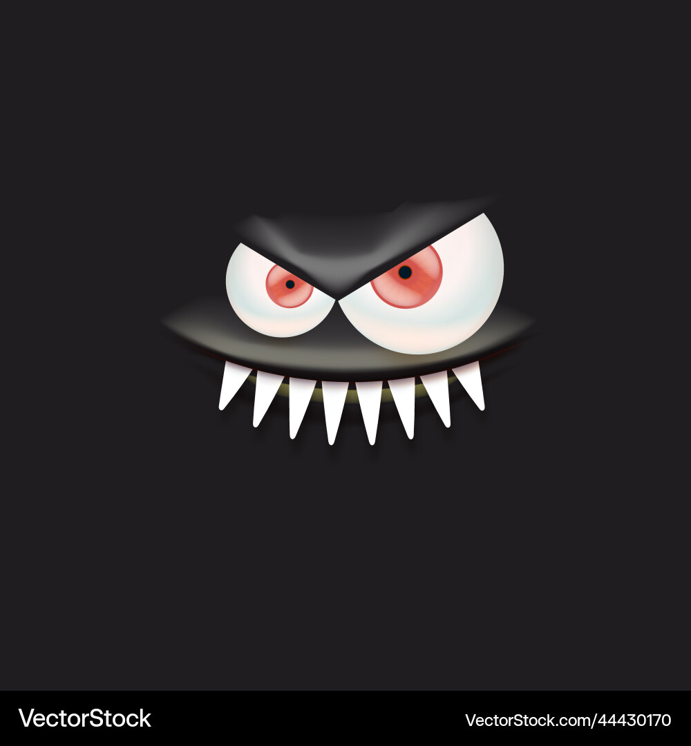 Funny angry black monster face with open Vector Image