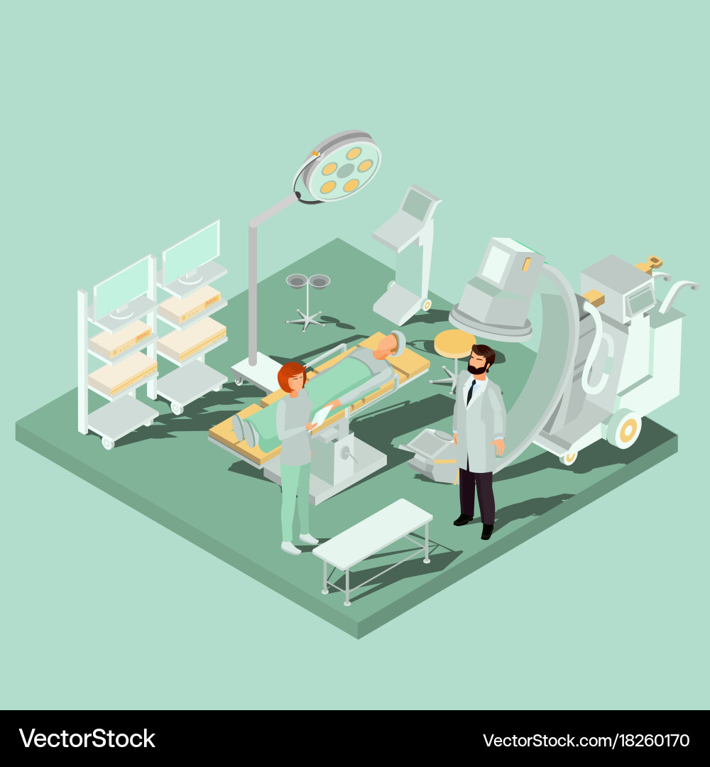 Isometric interior of operating room with Vector Image