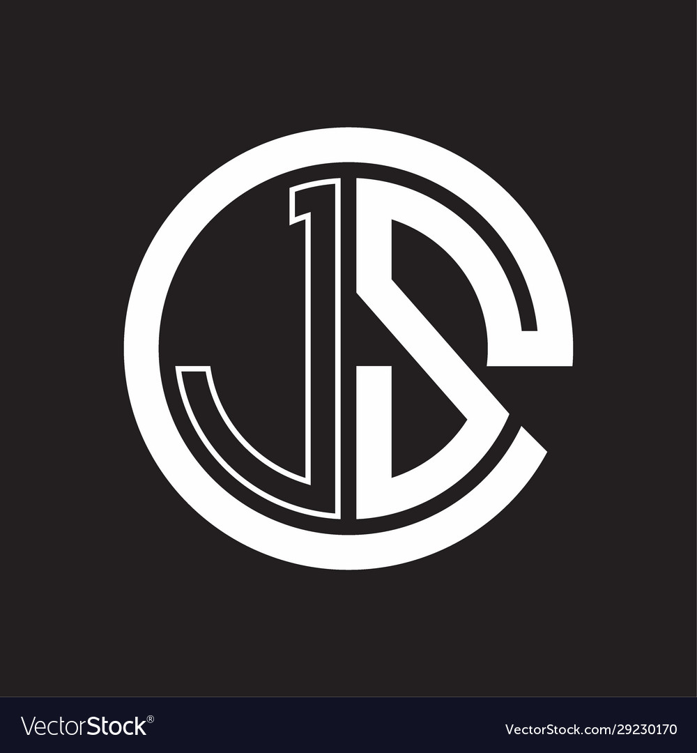 Js logo with circle rounded negative space design Vector Image