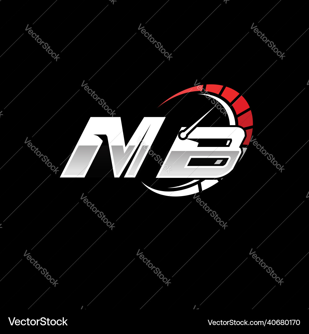 Mb logo letter speed meter racing style Royalty Free Vector