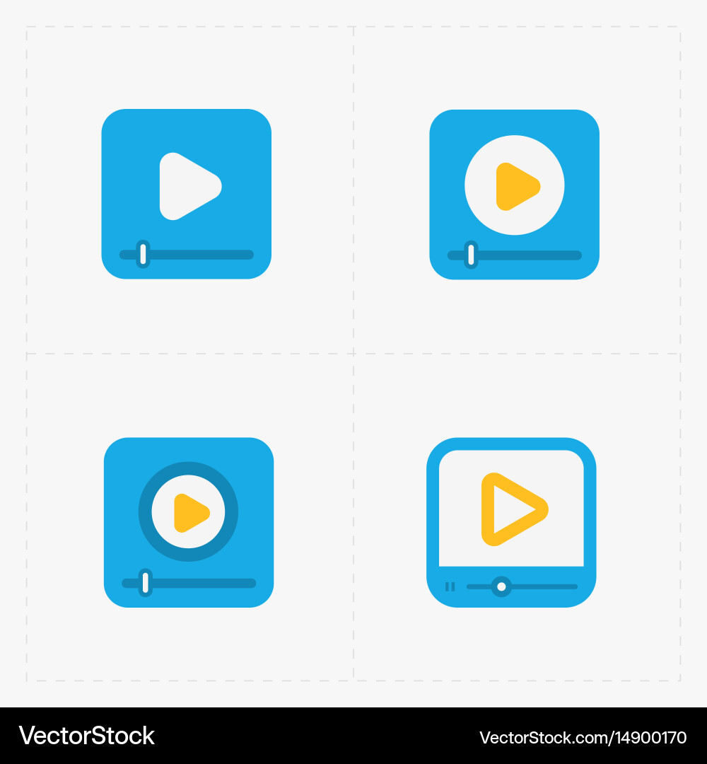 Modern colorful flat video player icons Royalty Free Vector