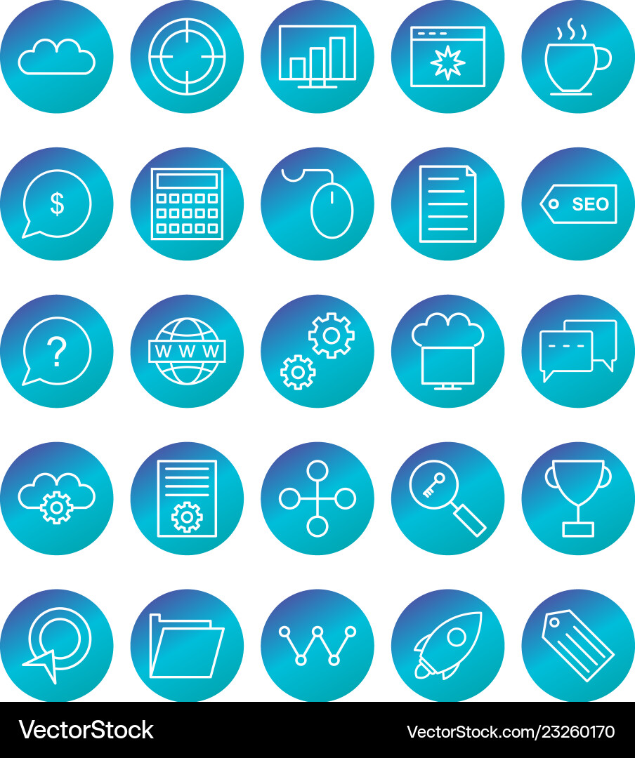 Seo optimization and marketing icons set Vector Image