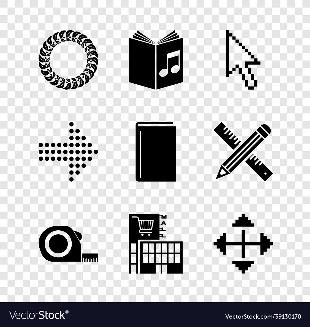 Set laurel wreath audio book pixel arrow cursor Vector Image Set laurel wreath audio book pixel arrow cursor Vector Image