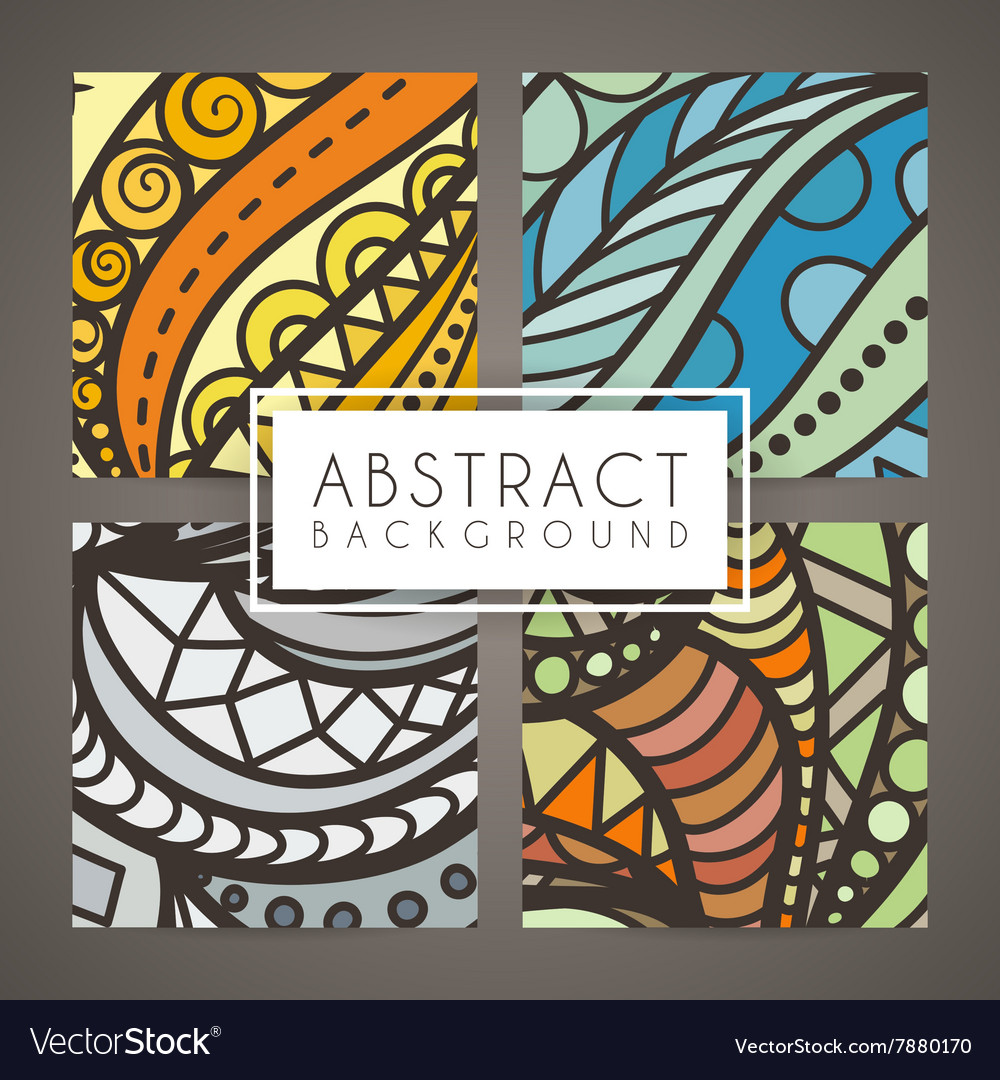 Set of four colorful intricate patterns Royalty Free Vector