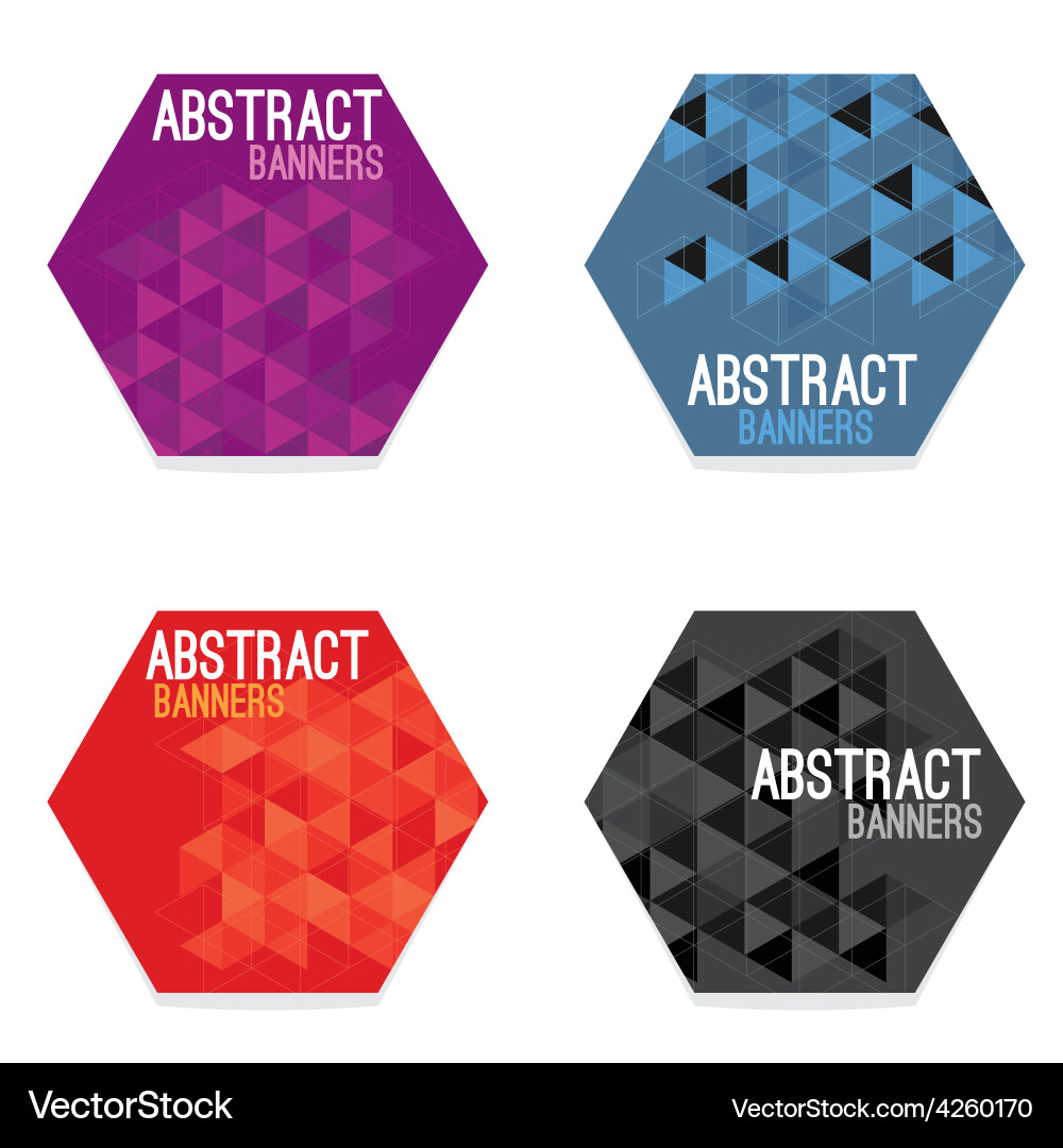 Set of four hexagon banners Royalty Free Vector Image