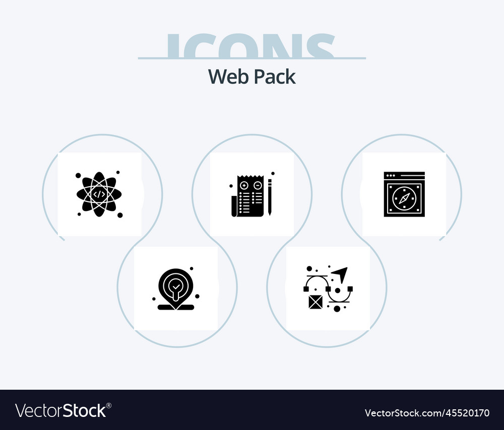 Web pack glyph icon pack 5 icon design page Vector Image