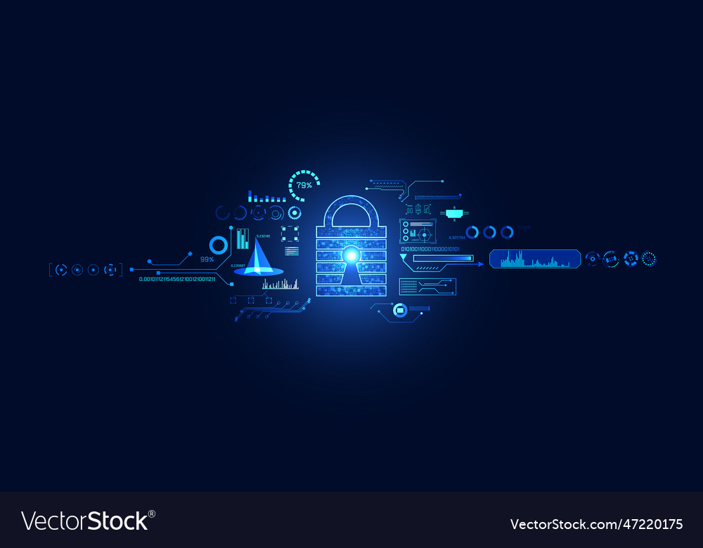 Abstract Circle Digital Cyber Security Hud Vector Image