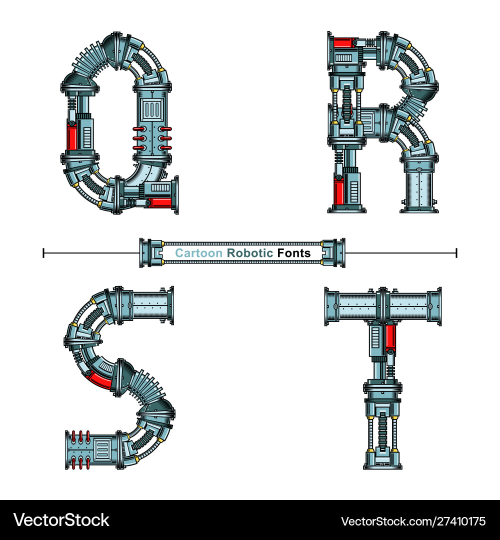 Alphabet typography font cartoon robotic style Vector Image