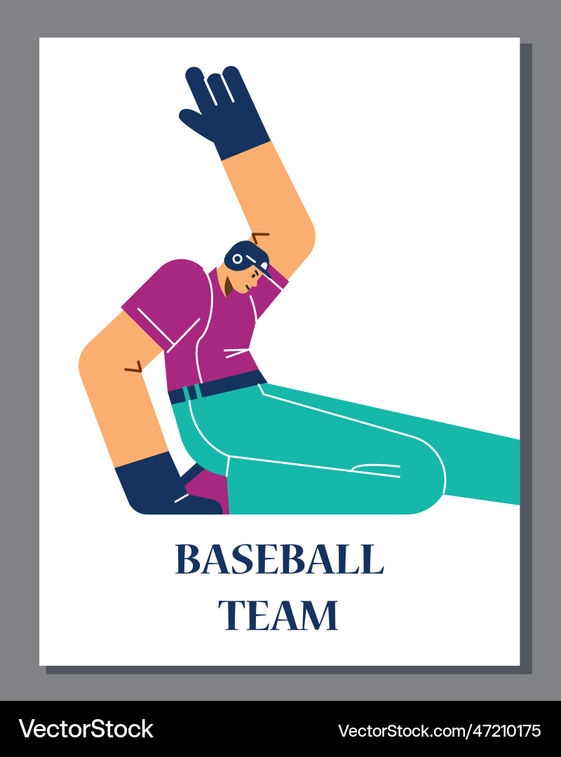 Baseball team card or banner template with player Vector Image