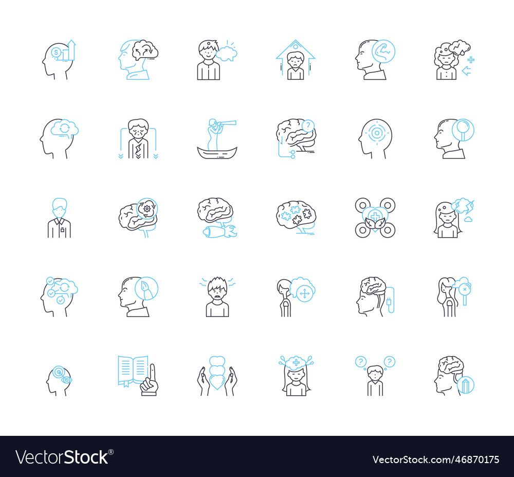 Cognitive ability linear icons set intelligence Vector Image Cognitive ability linear icons set intelligence Vector Image