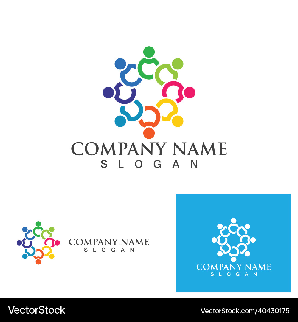 Community group people logo social icon design Vector Image