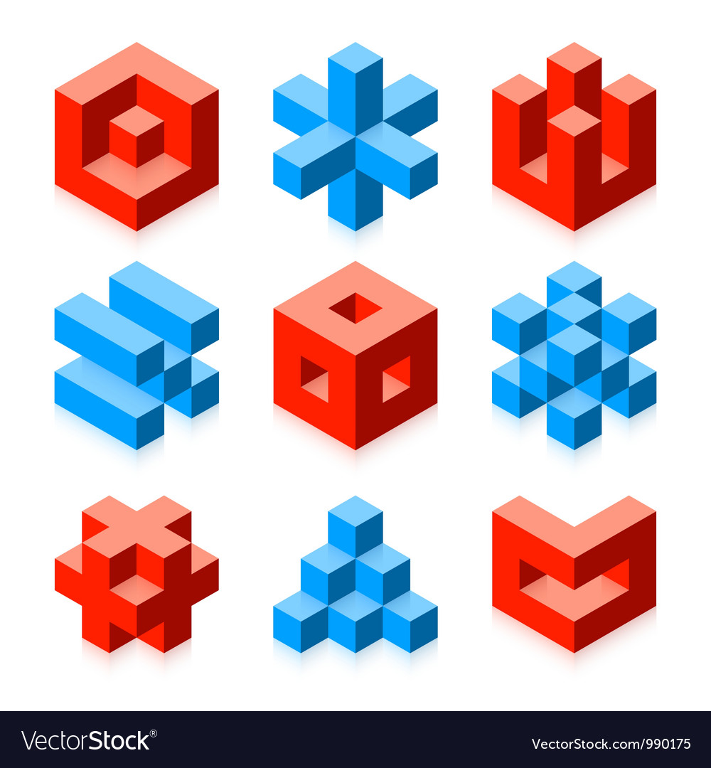 Cubic objects Royalty Free Vector Image - VectorStock