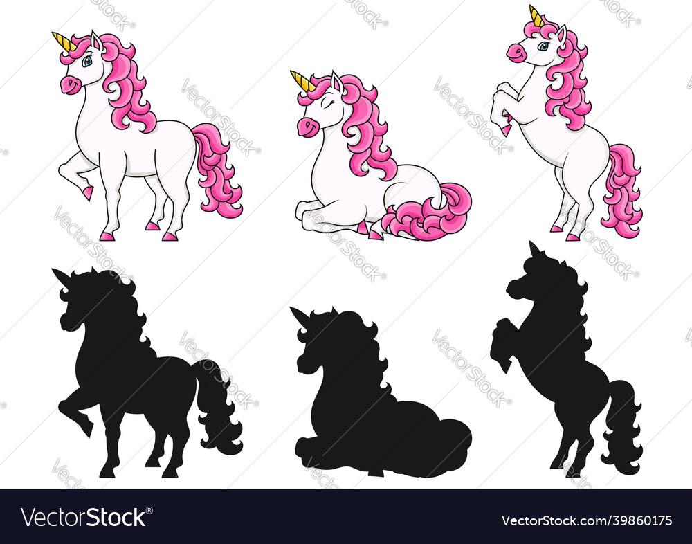 Cute unicorn magic fairy horse cartoon character Vector Image