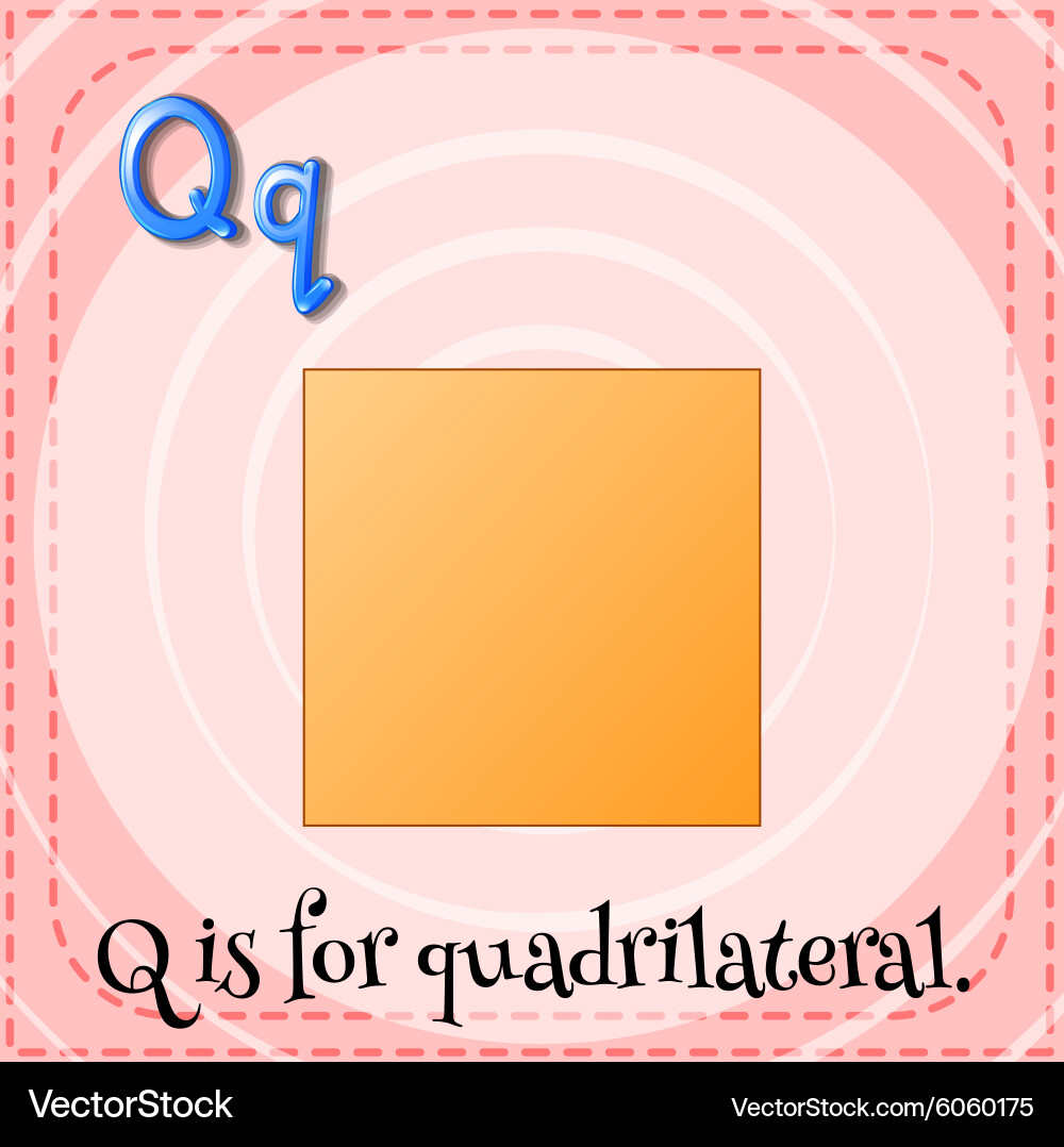 Flashcard letter q is for quardrilateral Vector Image