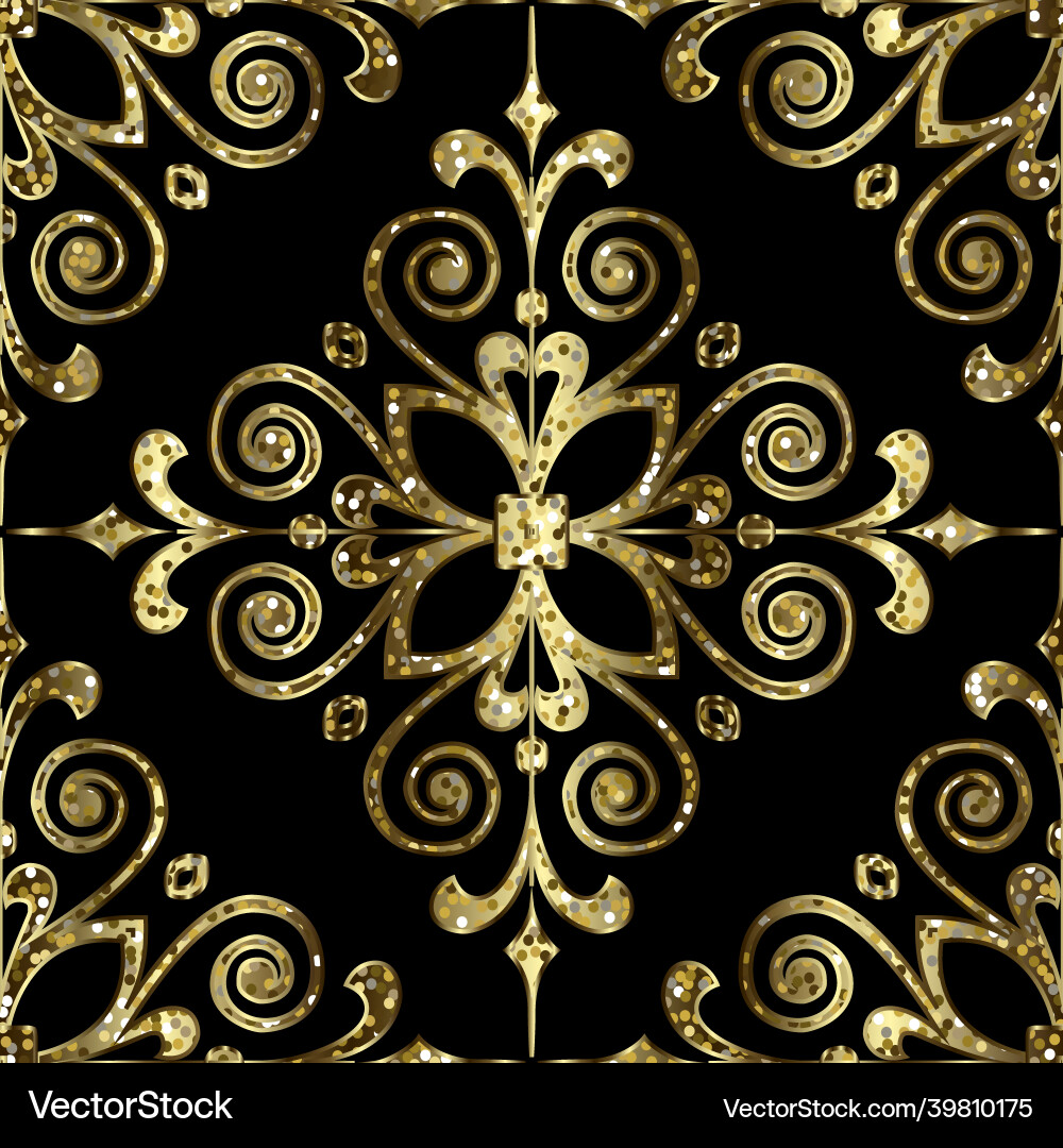 Gold glittery floral seamless pattern ornamental Vector Image