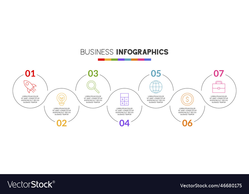 Infographics design template and icons with 7 Vector Image