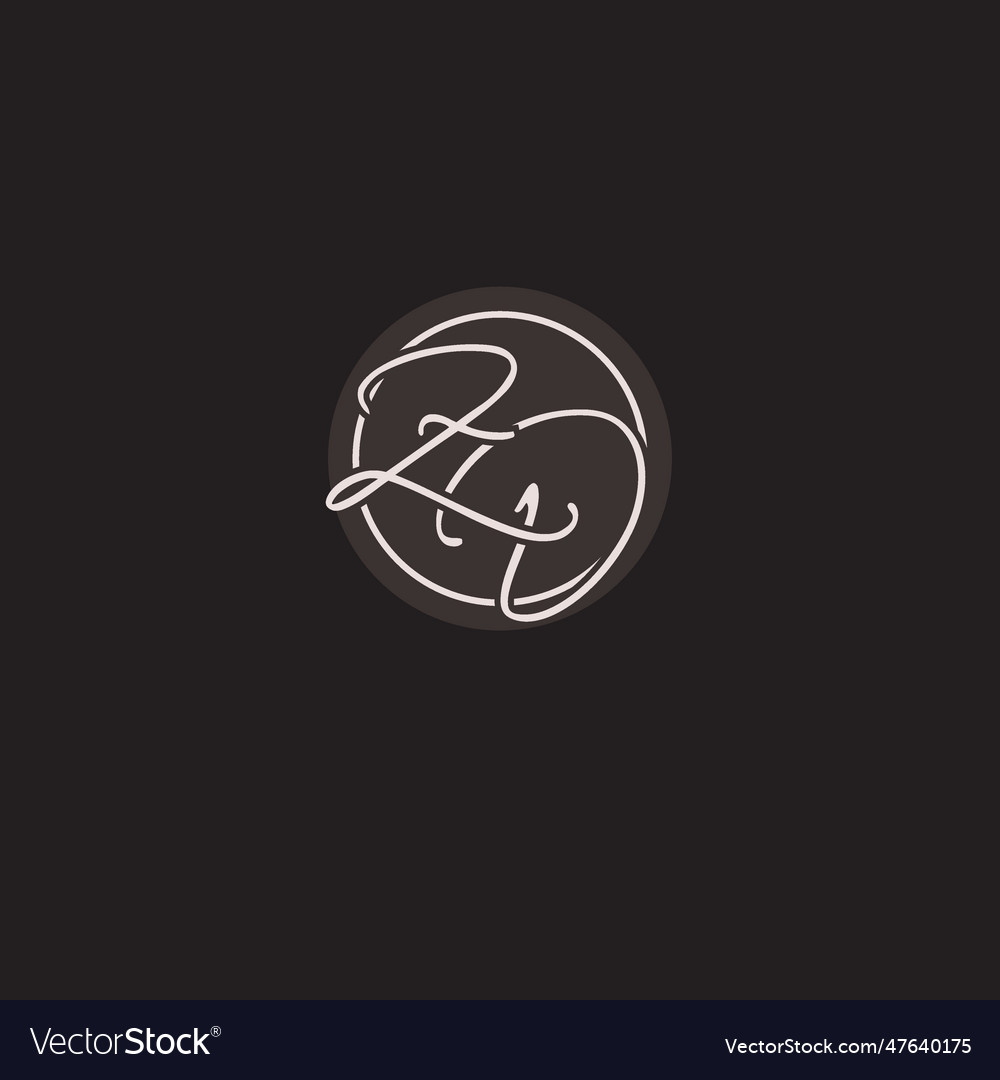 Initials zd logo monogram with simple circle line Vector Image