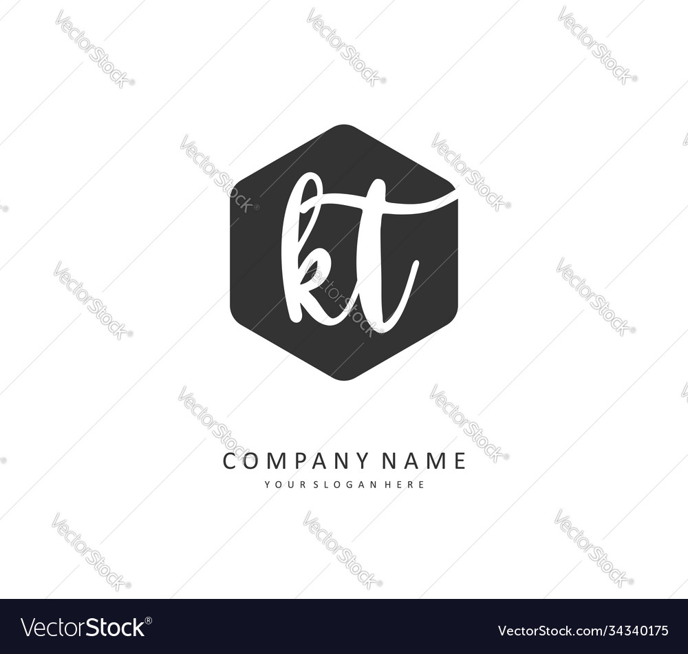 K T Kt Initial Letter Handwriting And Signature Vector Image