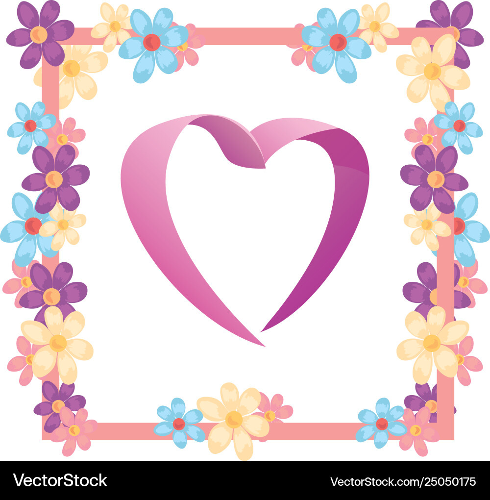 Love romantic heart flowers Royalty Free Vector Image