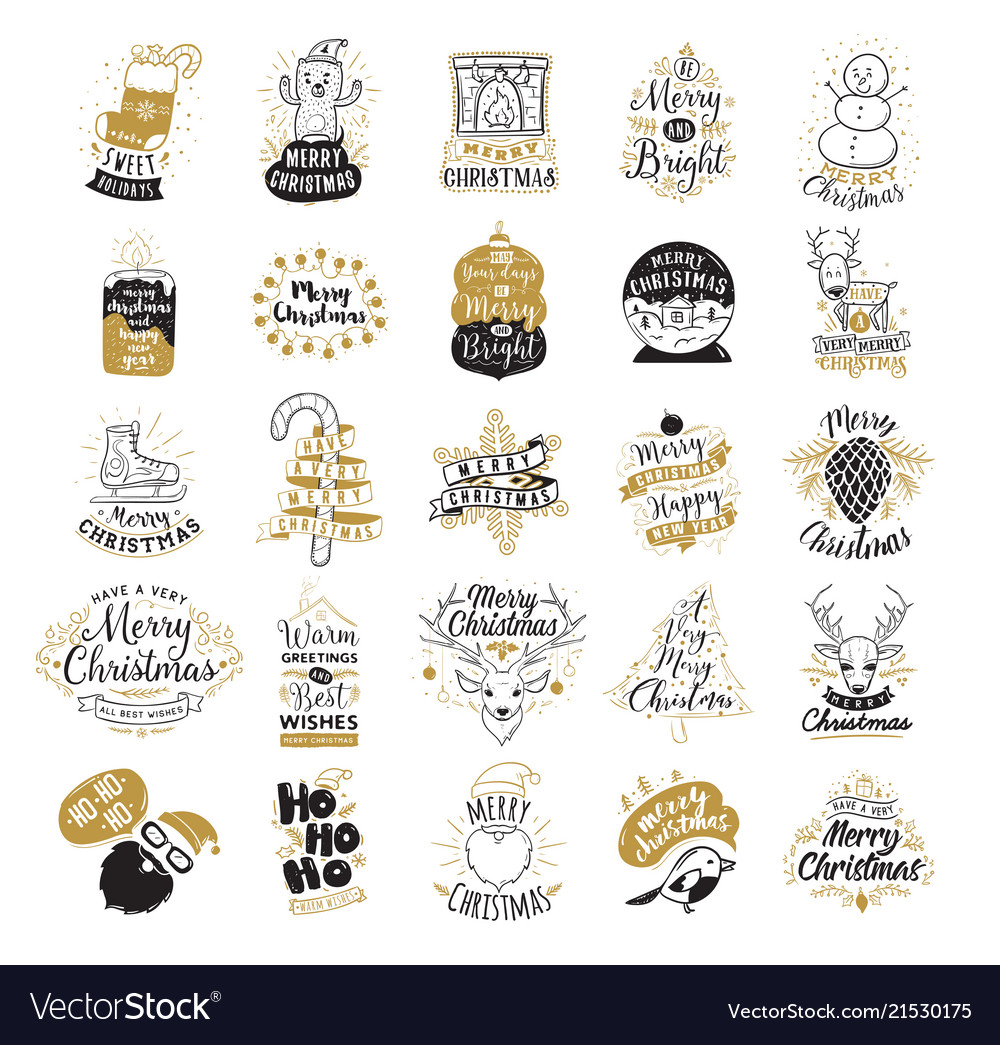Merry Christmas Typography Set Royalty Free Vector Image
