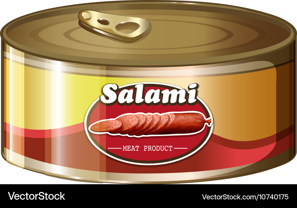 Salami in aluminum can Royalty Free Vector Image