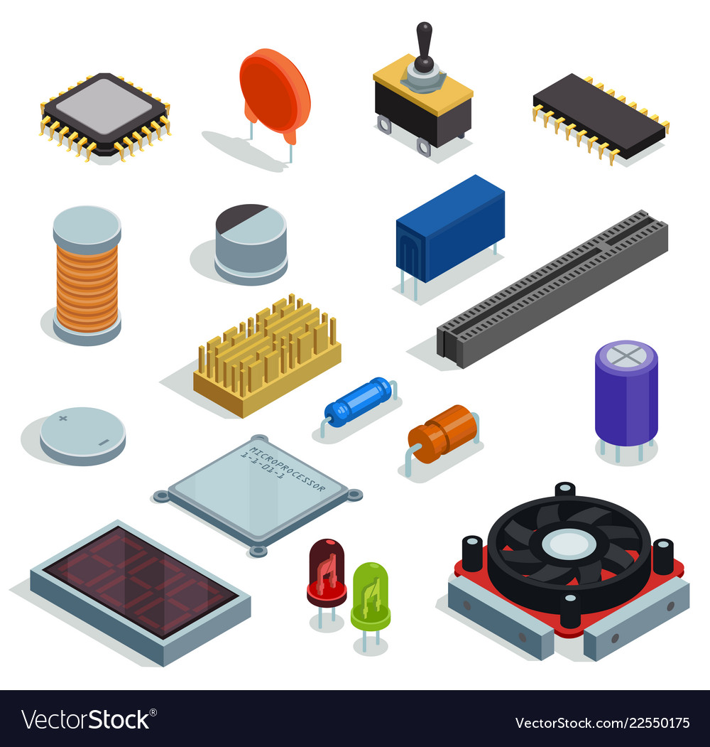 Semiconductor isometric set Royalty Free Vector Image