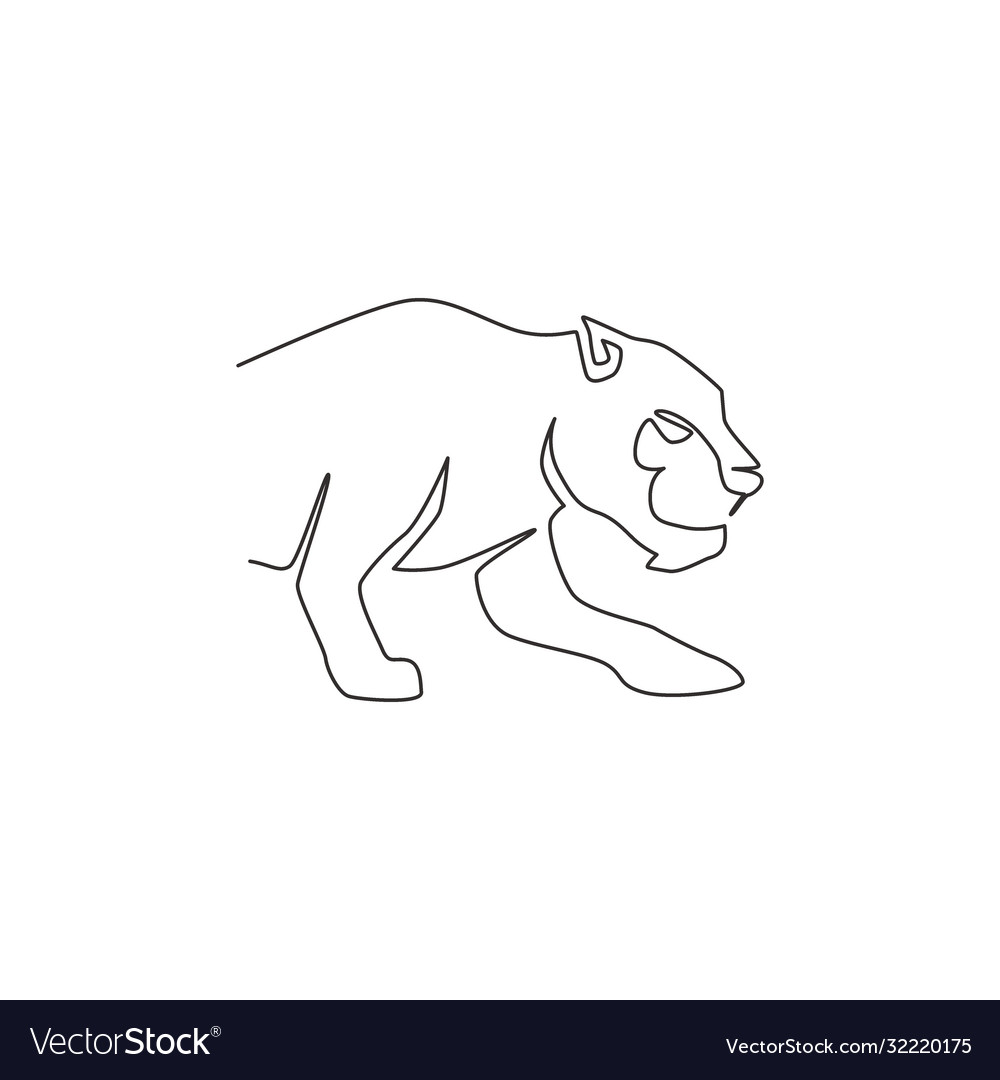 Single continuous line drawing elegant leopard Vector Image