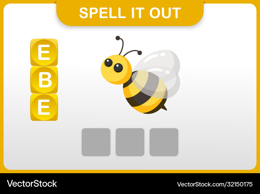 Spelling word and vocabulary worksheet bee Vector Image