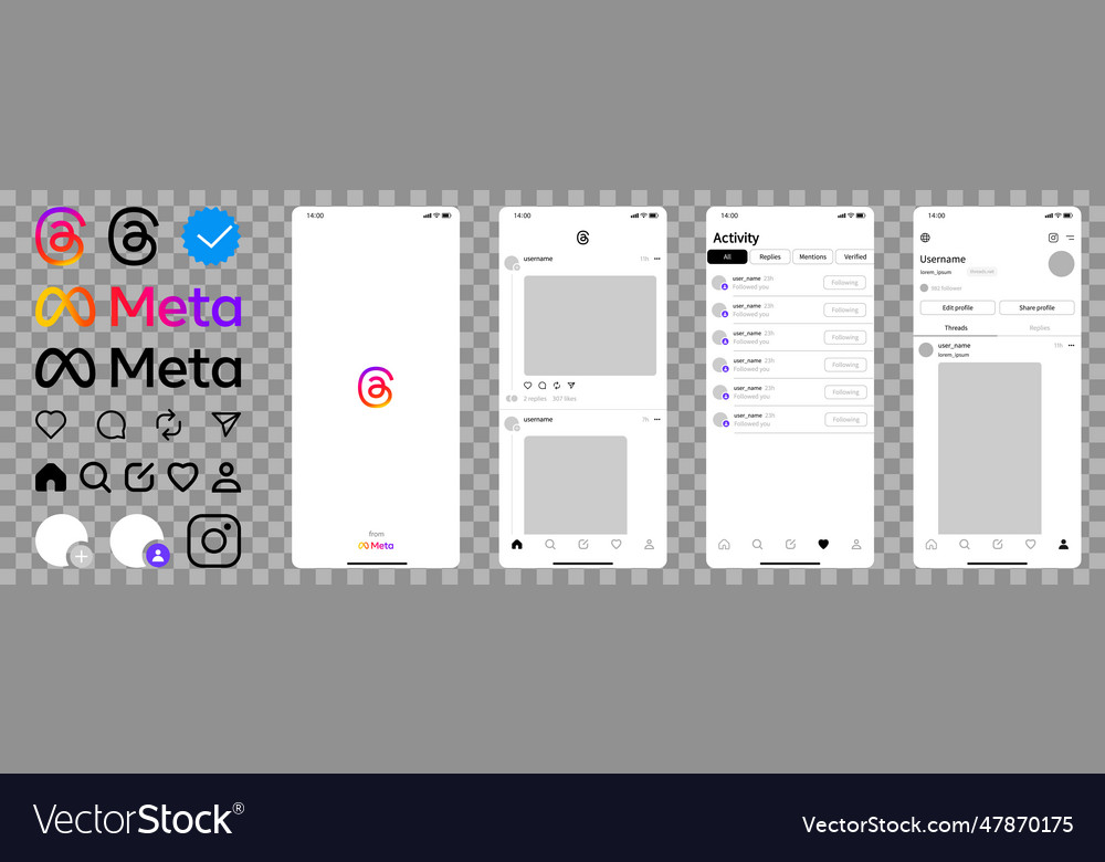 Threads frame social network Royalty Free Vector Image