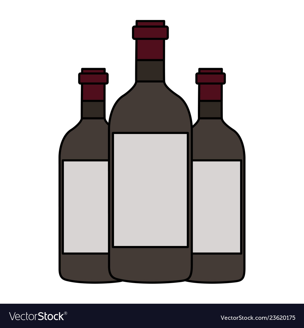 Three wine bottles Royalty Free Vector Image - VectorStock