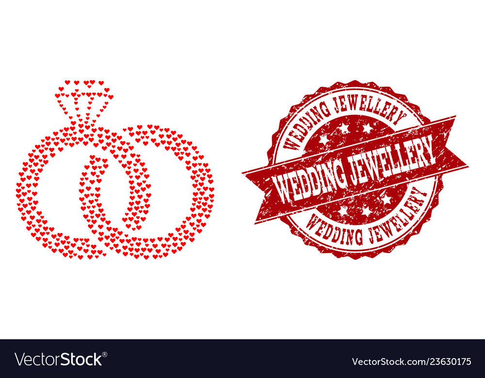 Valentine heart collage of diamond wedding rings Vector Image
