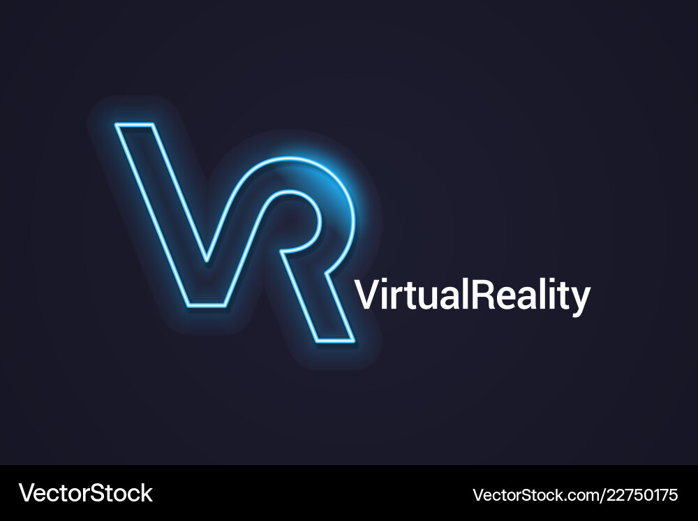 Vr neon logo virtual reality banner on dark Vector Image