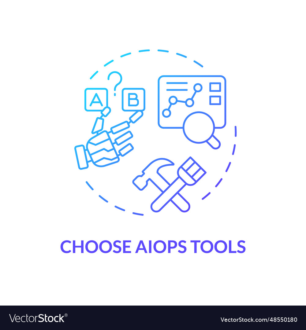 2d thin linear gradient choose ai ops tools icon Vector Image
