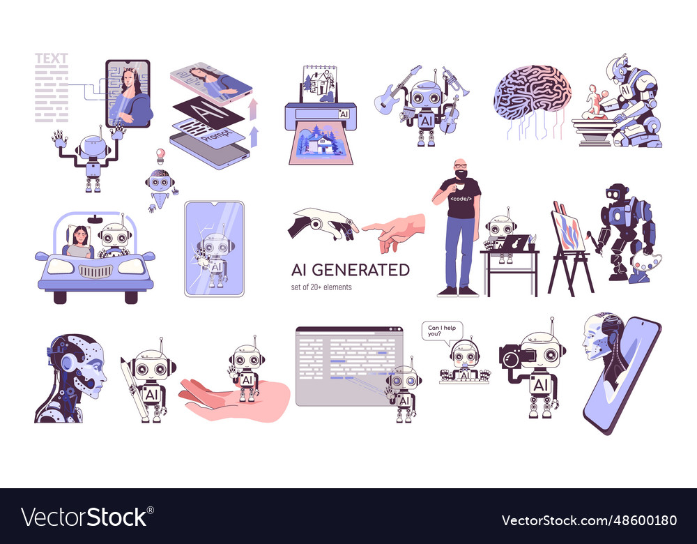 Ai generated icon set Royalty Free Vector Image
