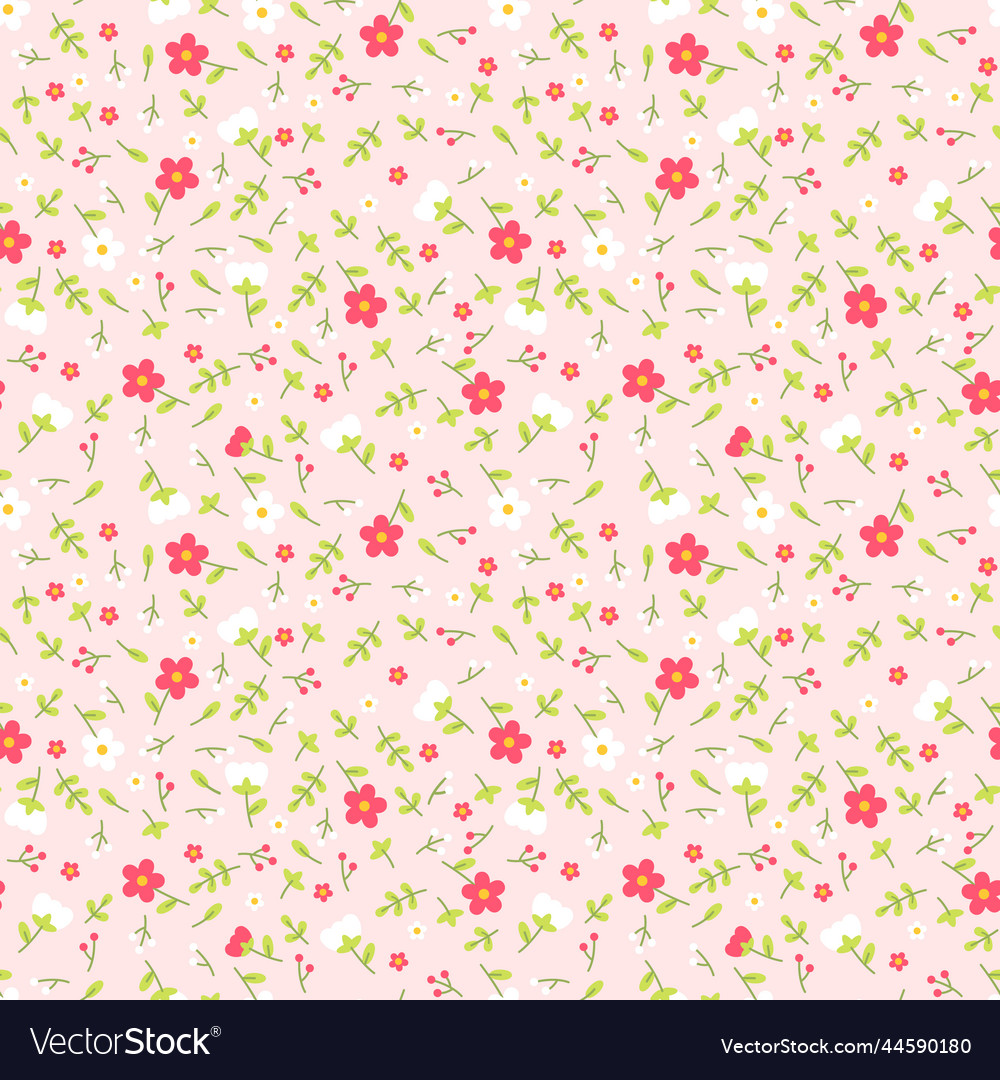 Flat design small flowers pattern Royalty Free Vector Image