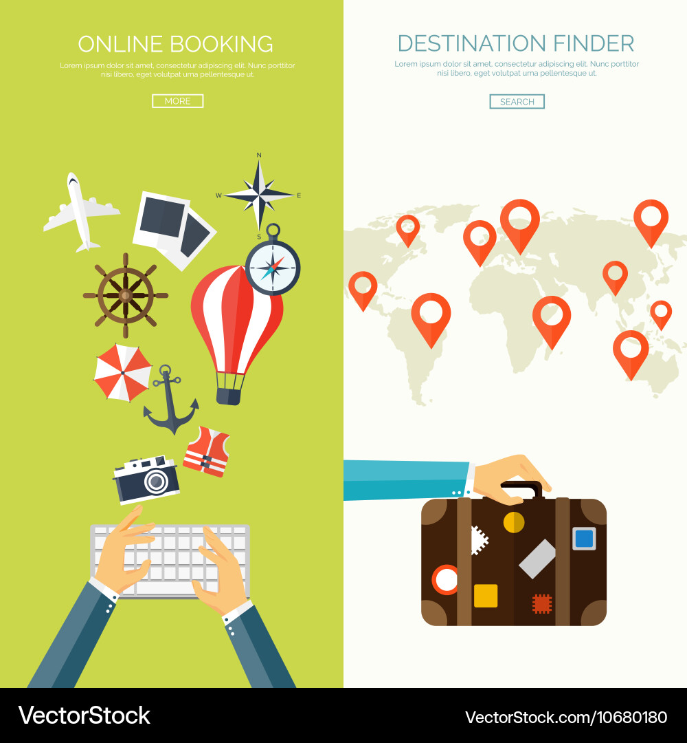 Flat travel background summer holidays vacation Vector Image