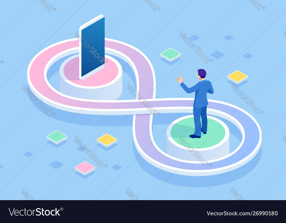 Isometric technology process software Royalty Free Vector
