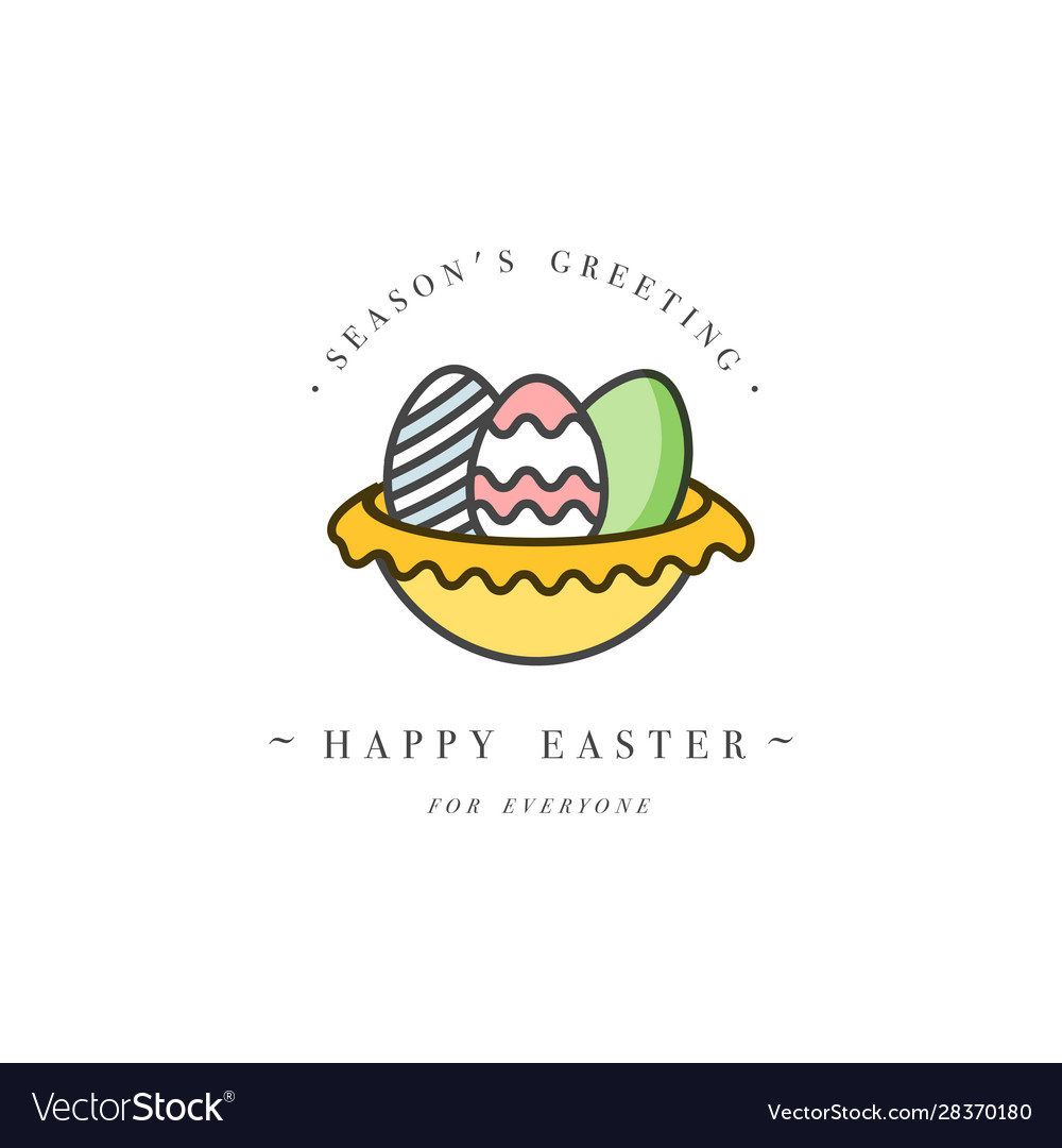 Linear design easter greetings elements Royalty Free Vector