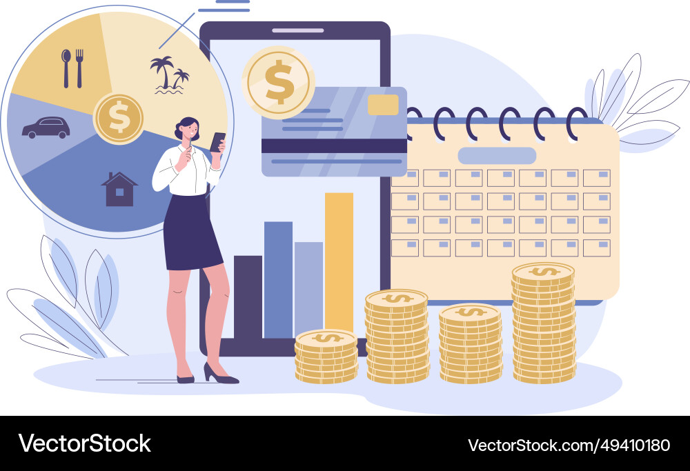 Personal budget planning female analysis finance Vector Image
