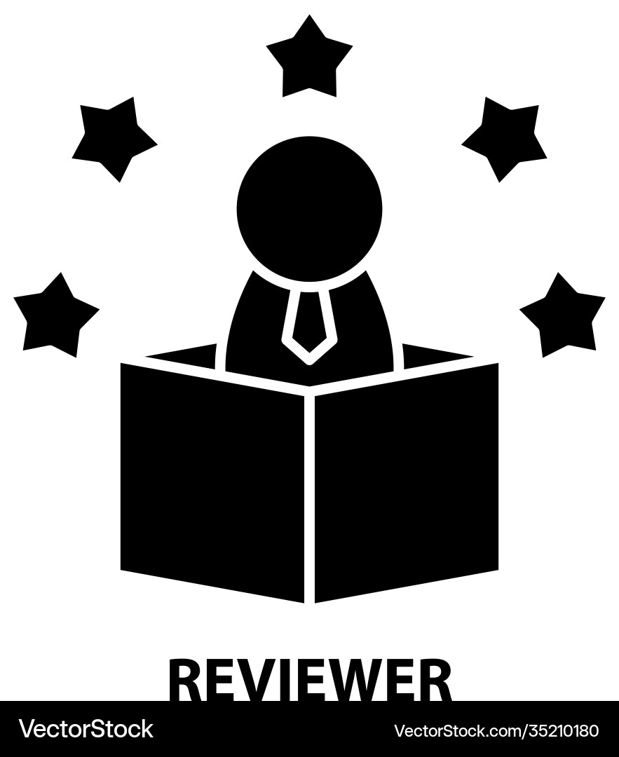 Reviewer icon black sign with editable Royalty Free Vector