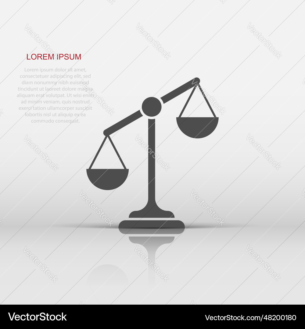 Scales icon in flat style libra on isolated Vector Image