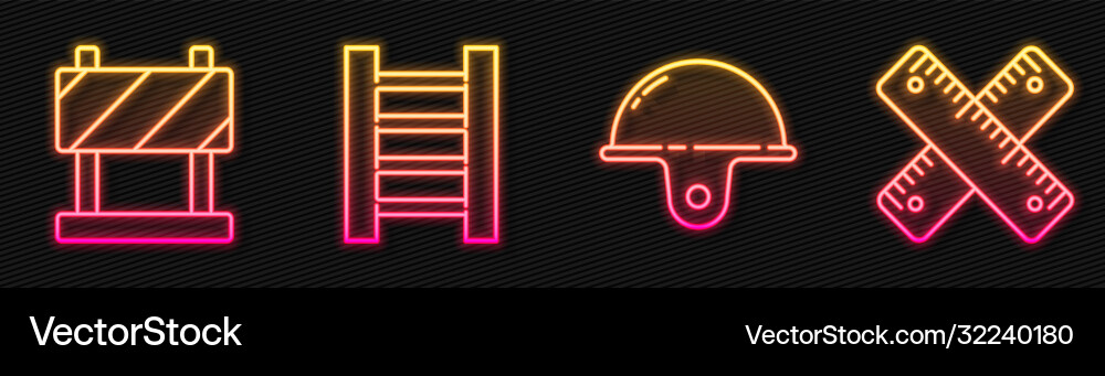Set line worker safety helmet road barrier Vector Image