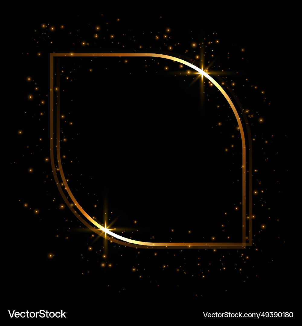 Stylish empty golden frame dark background Vector Image
