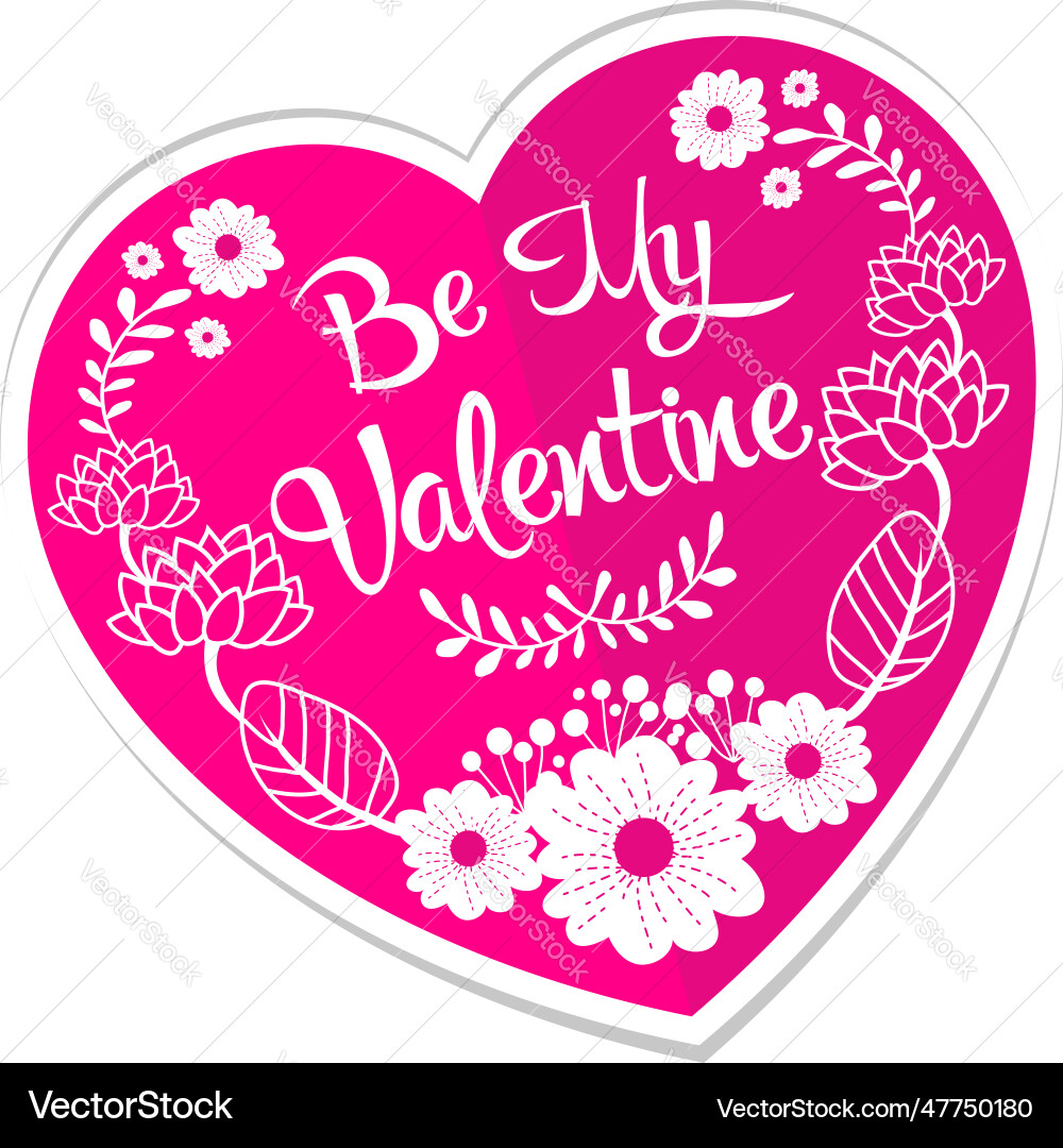Valentine heart with flowers Royalty Free Vector Image
