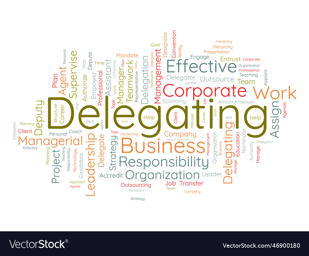 Word cloud background concept for delegating Vector Image Word cloud background concept for delegating Vector Image